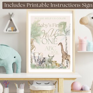 Printable Wild One 1st Birthday Guestbook Includes ABC Coloring Pages ...