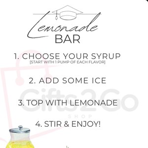Graduation Party Lemonade Bar Sign Printable, Grad Party Drink Station ...