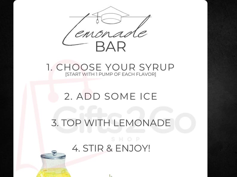 Graduation Party Lemonade Bar Sign Printable, Grad Party Drink Station ...