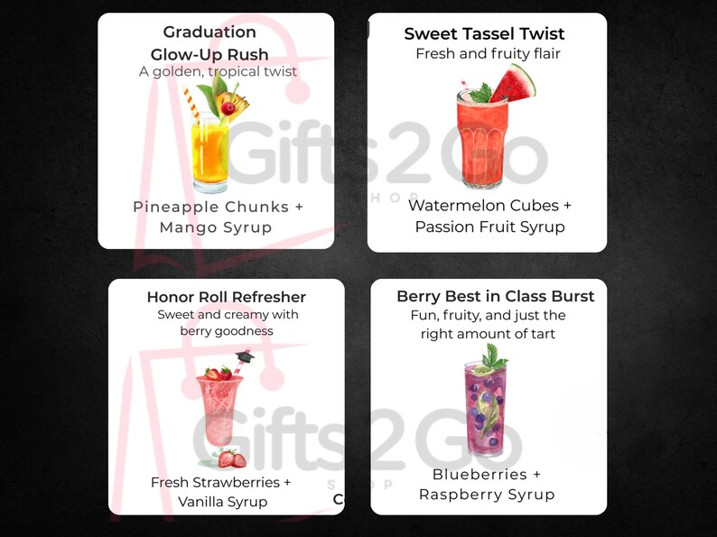 Graduation Party Lemonade Bar Recipe Menu Sign Printable, Grad Party ...