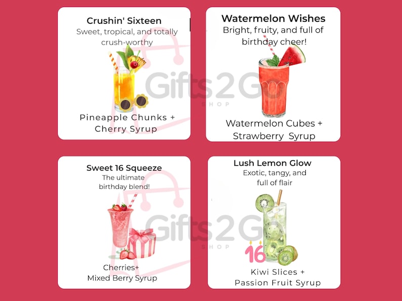 Sweet 16 Birthday Lemonade Bar Recipe Menu Sign Printable, Happy ...