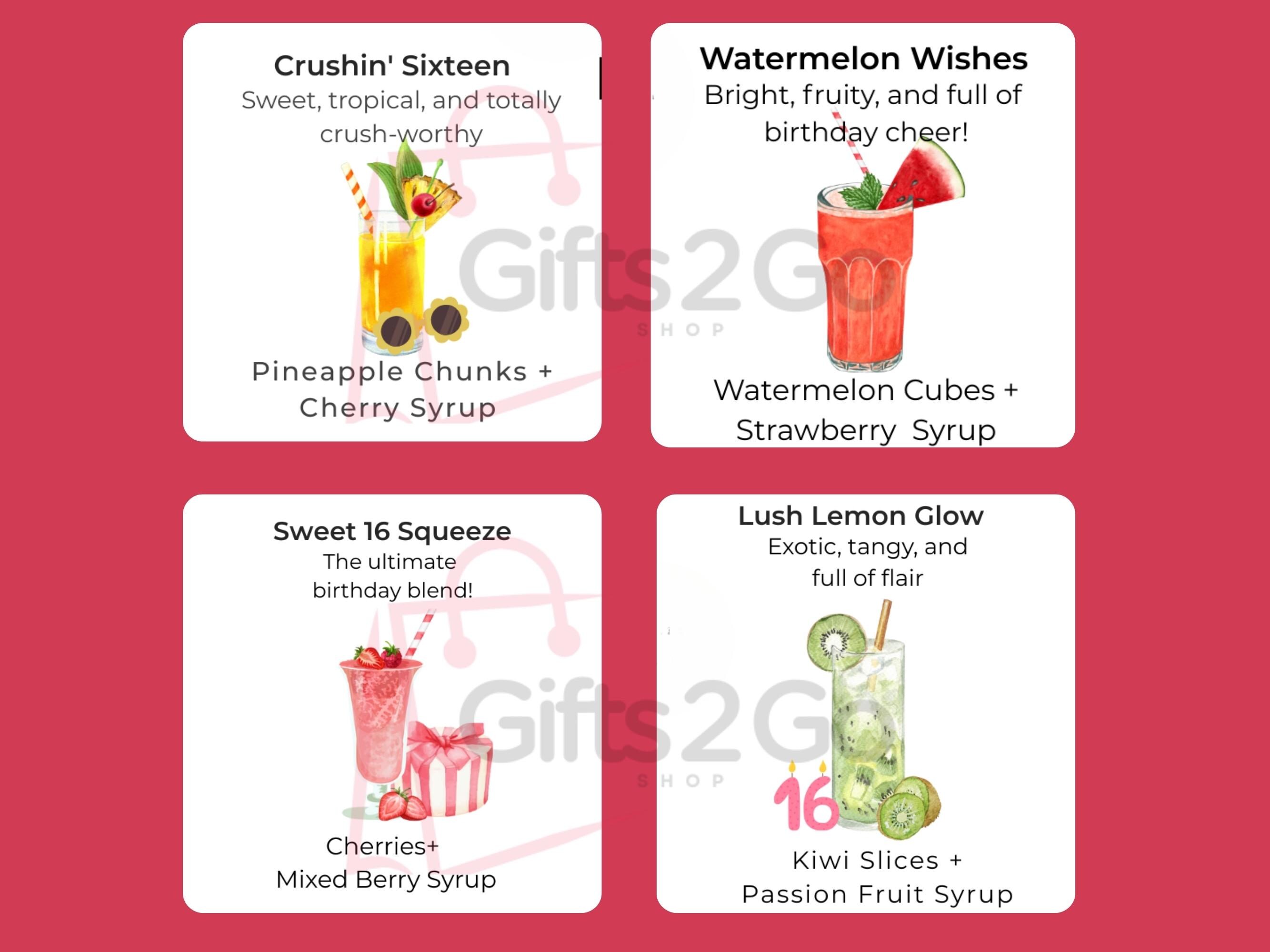 Sweet 16 Birthday Lemonade Bar Recipe Menu Sign Printable, Happy ...