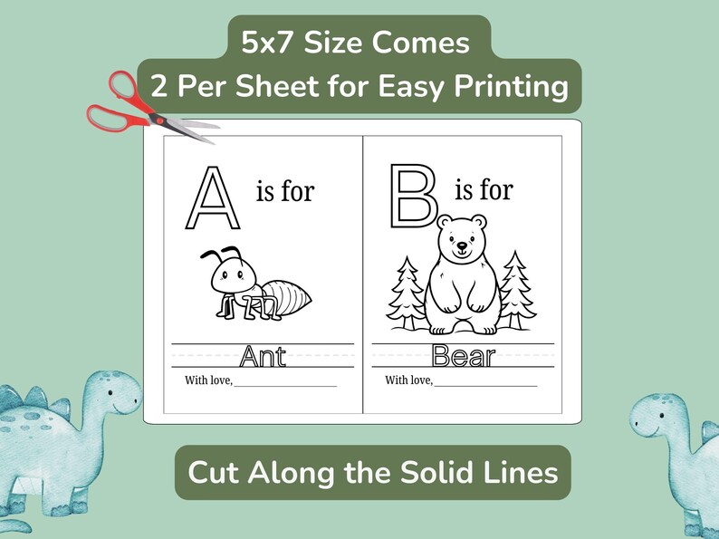 One Dinomite Time Dinosaur ABC Coloring Guest Book, First Birthday ABC ...