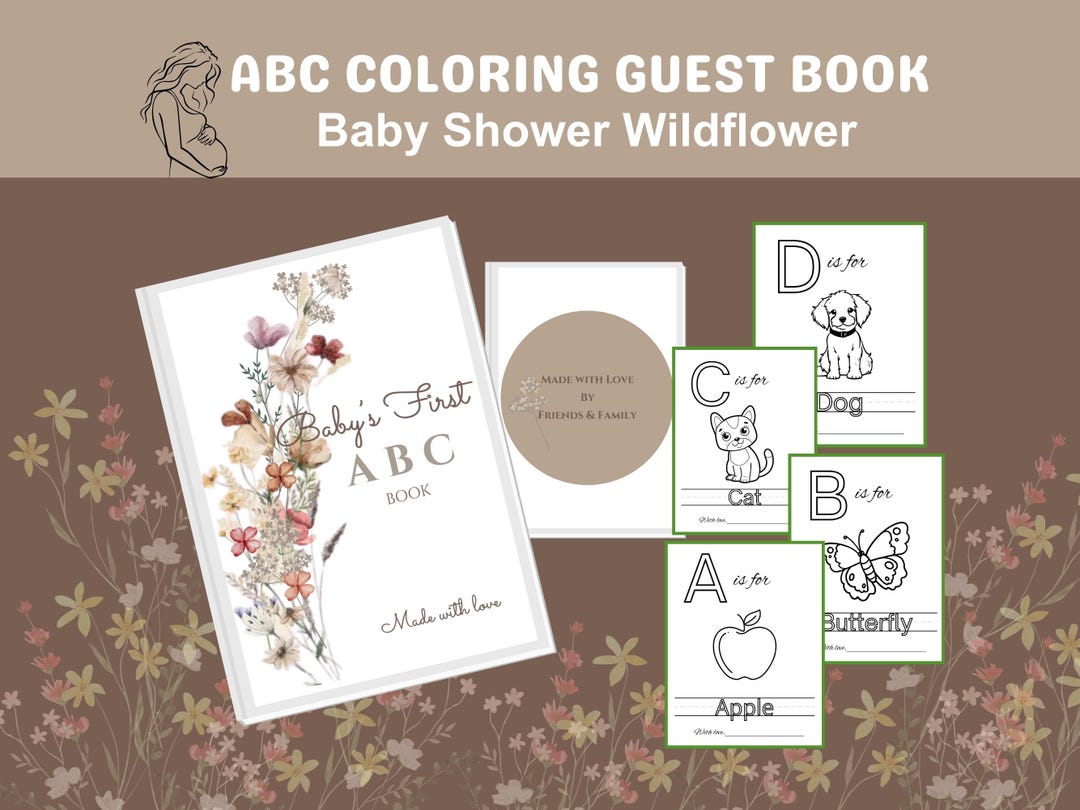 Wildflower ABC Guest Book Baby Shower, Guest Book Idea for Girls Baby ...