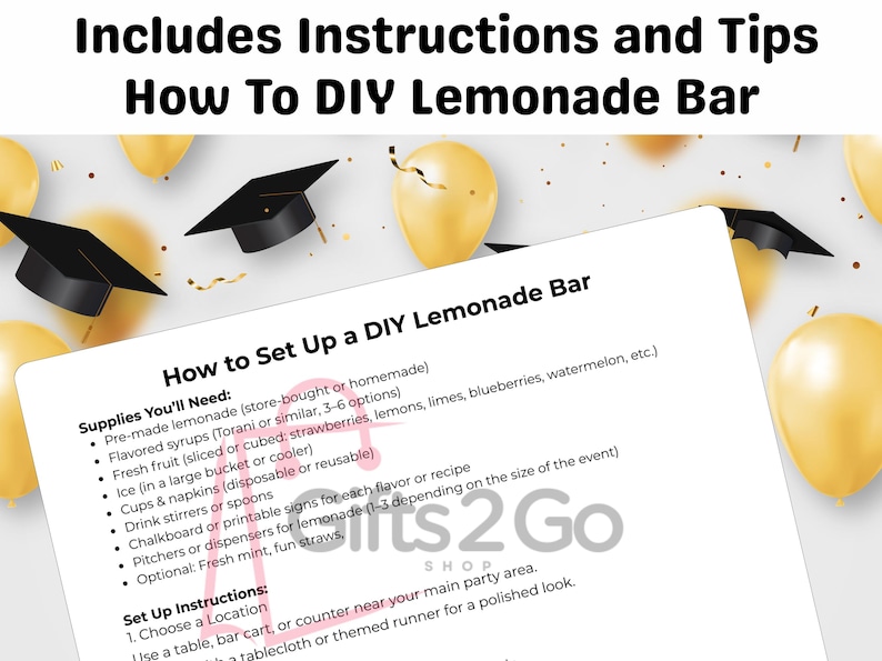 Graduation Party Lemonade Bar Sign Printable, Grad Party Drink Station ...