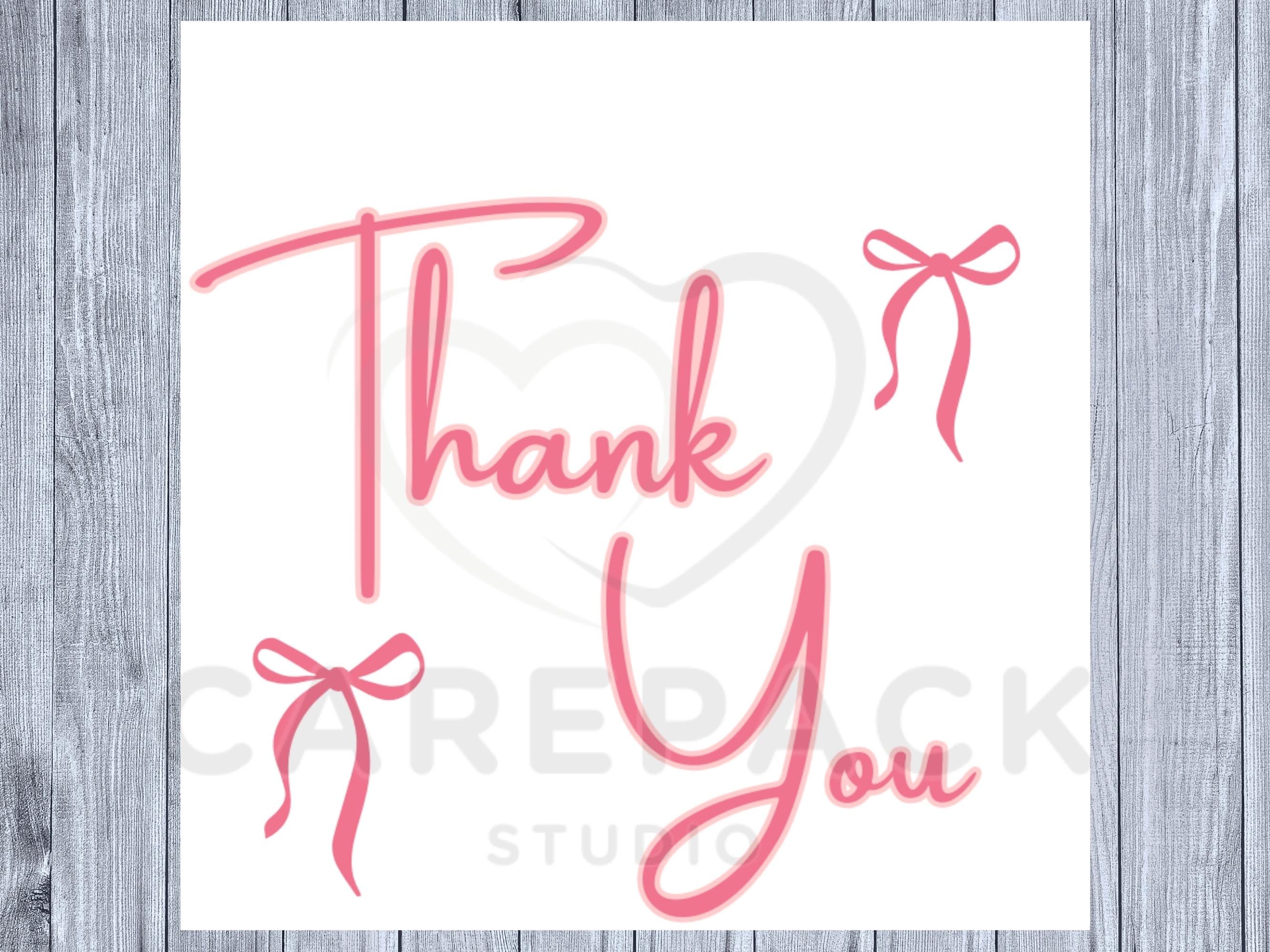 Pink Bow Thank You Printable Gift Tag, Wedding Bridal Shower Party Gift ...