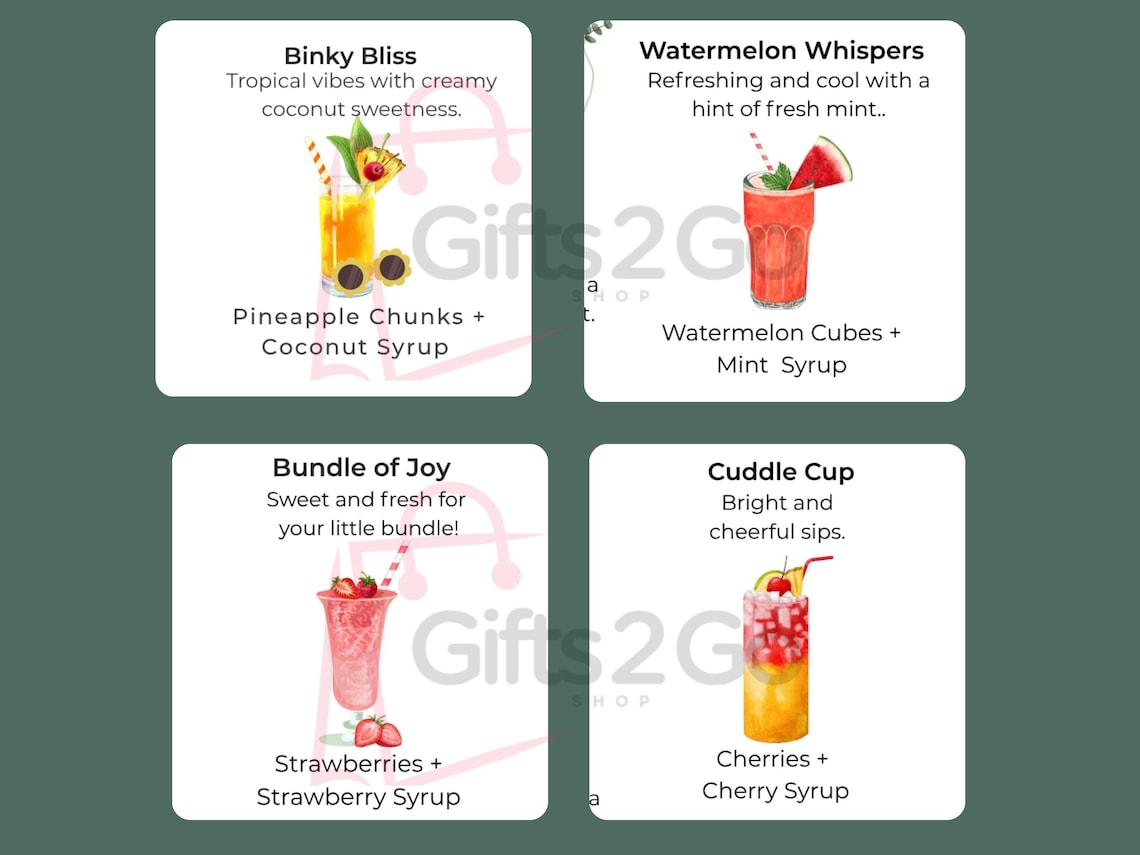 Baby Shower Lemonade Bar Recipe Menu Sign Printable, Baby Themed Names ...