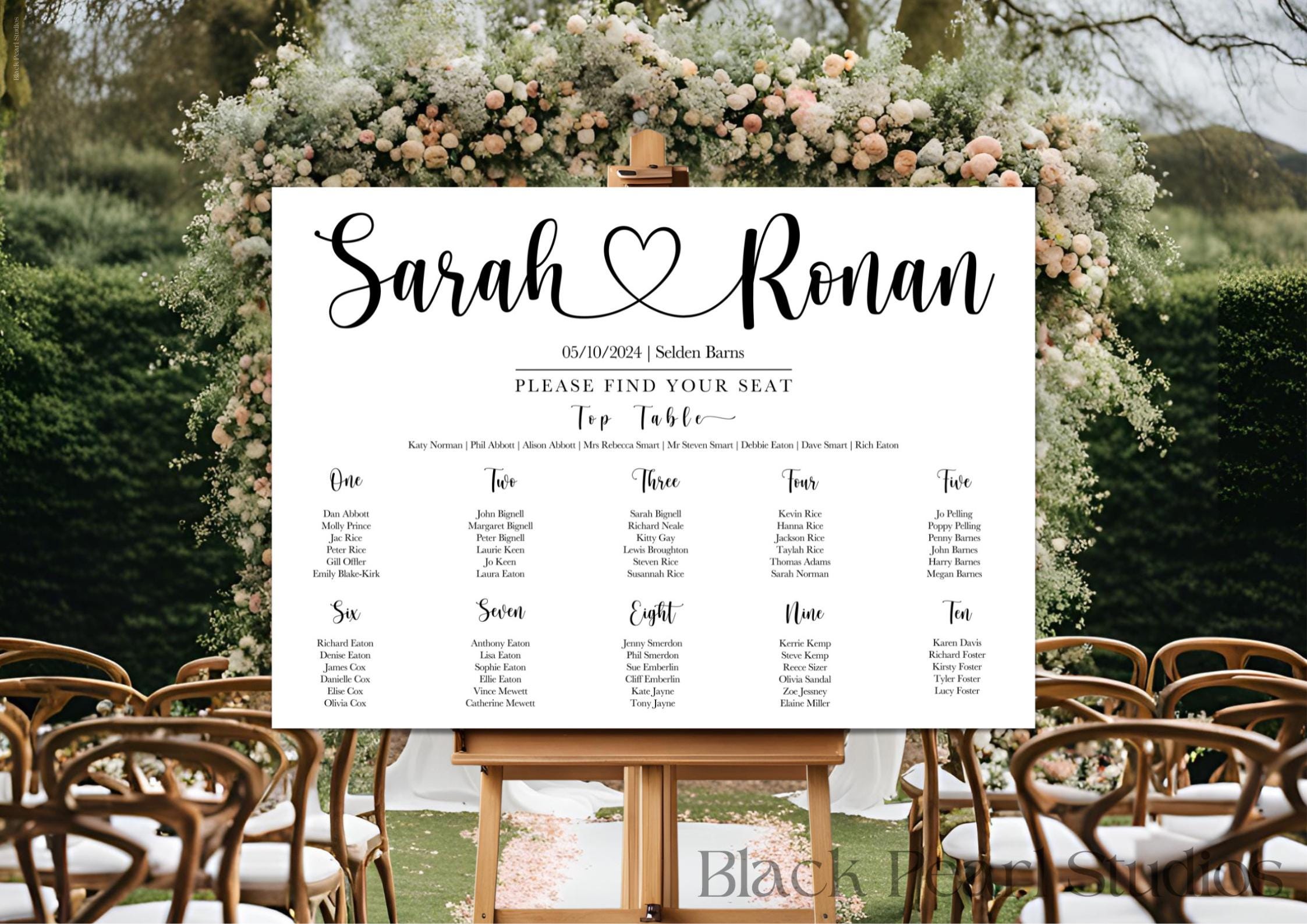 Personalised Wedding Seating Chart: Foamex Board, Custom Table Plan ...