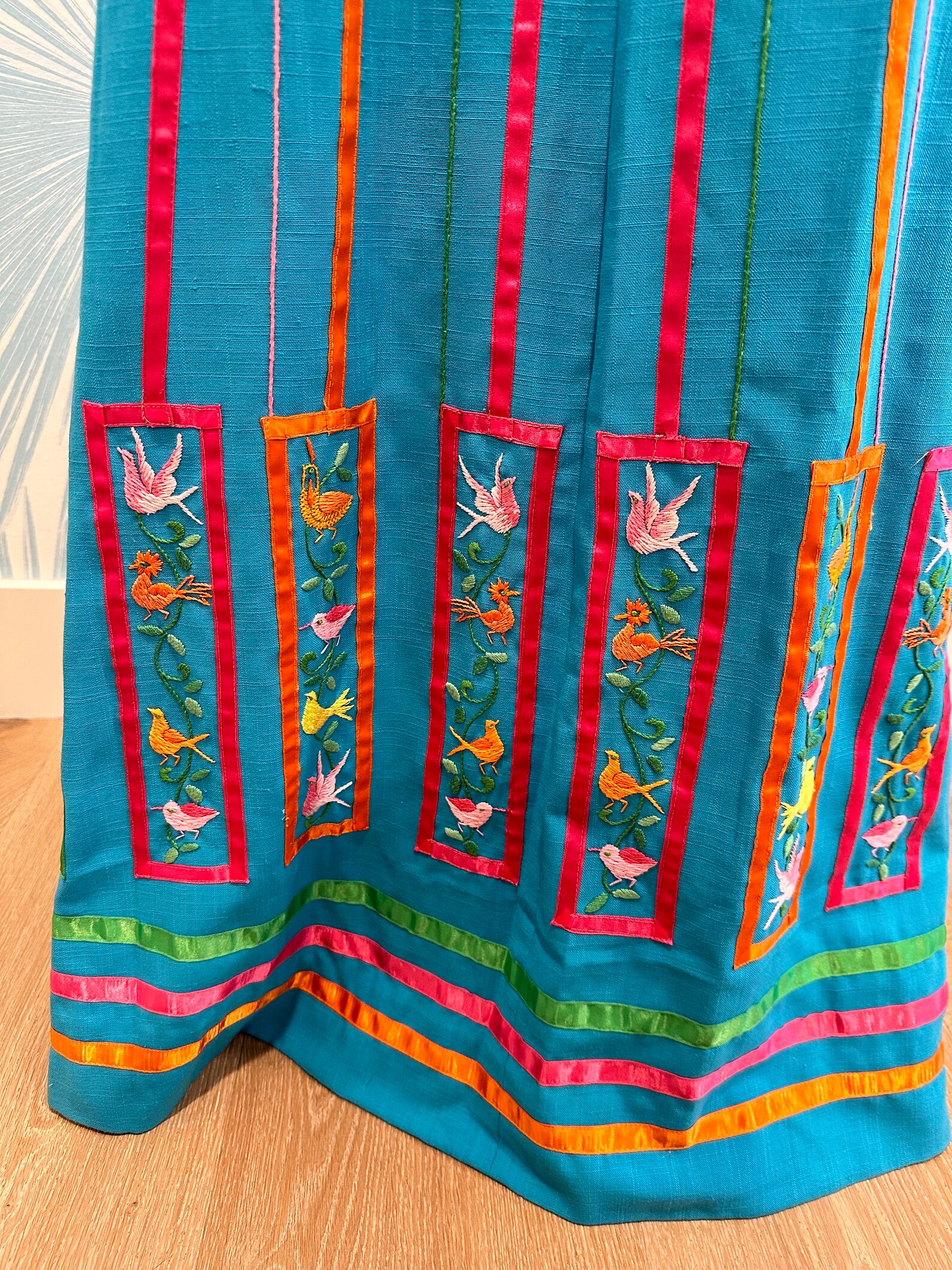 Rare Vintage Mexican Ribbon Embroidered Caftan, Kaftan, Looks Like ...