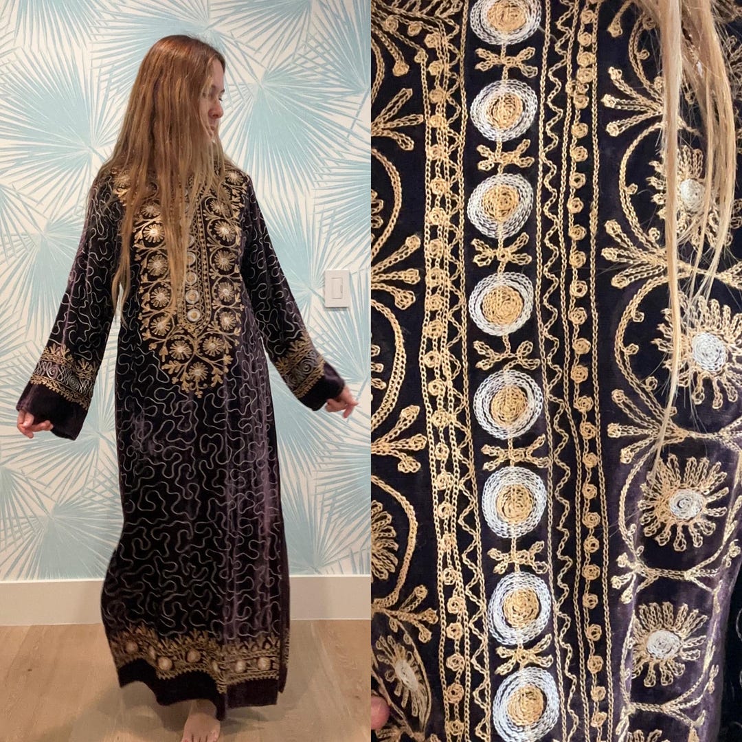 Vintage Deadstock Heavily Embroidered 1970s Purple Velvet Pakistani ...