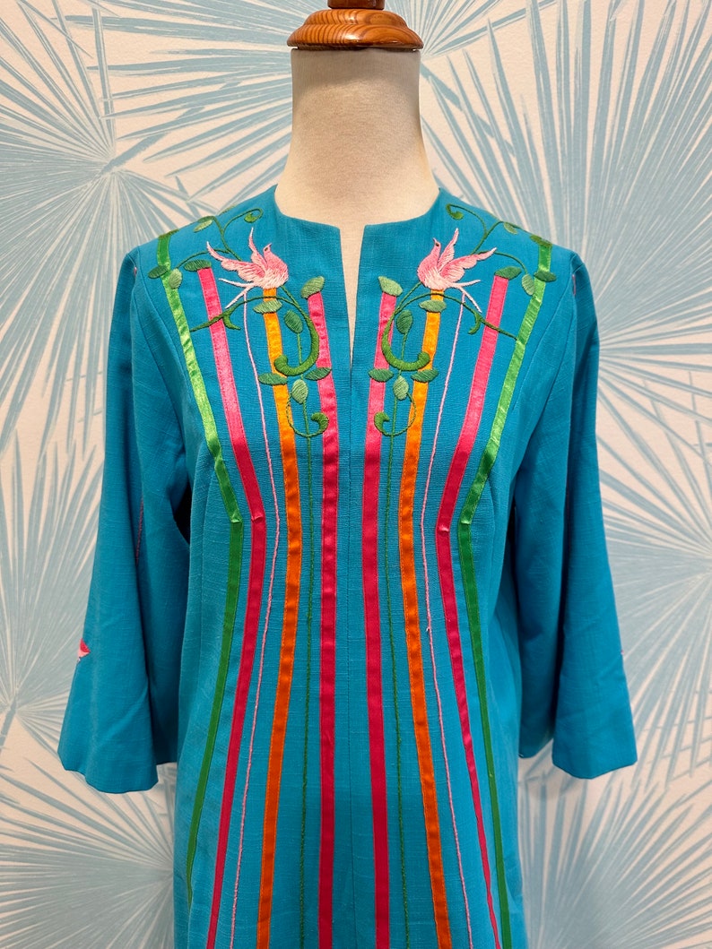 Rare Vintage Mexican Ribbon Embroidered Caftan, Kaftan, Looks Like ...