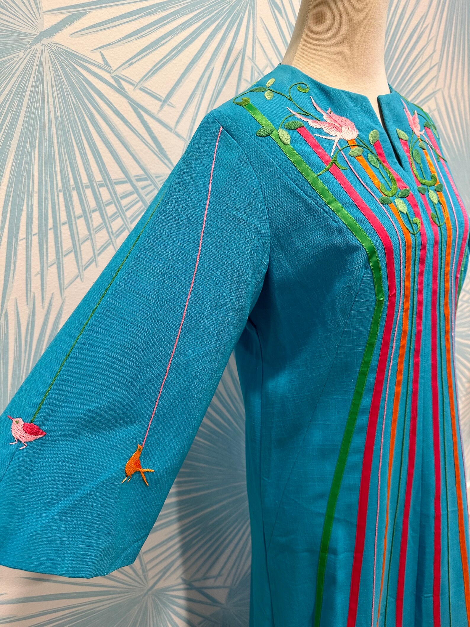 Rare Vintage Mexican Ribbon Embroidered Caftan, Kaftan, Looks Like ...