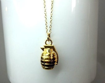 Gold Grenade Pendant - Etsy