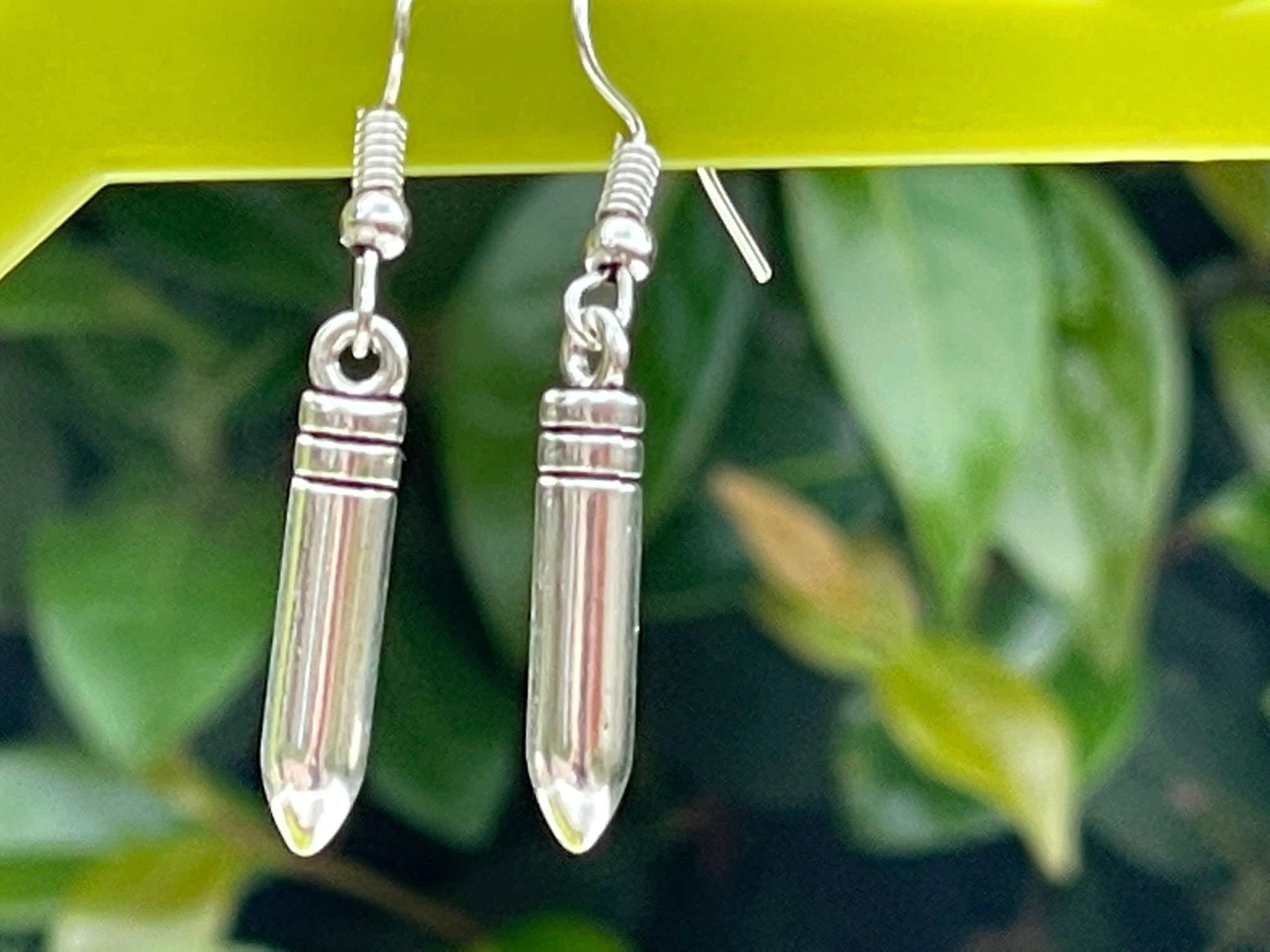 SILVER BULLET EARRINGS goth silver plated gift for her cool | Etsy