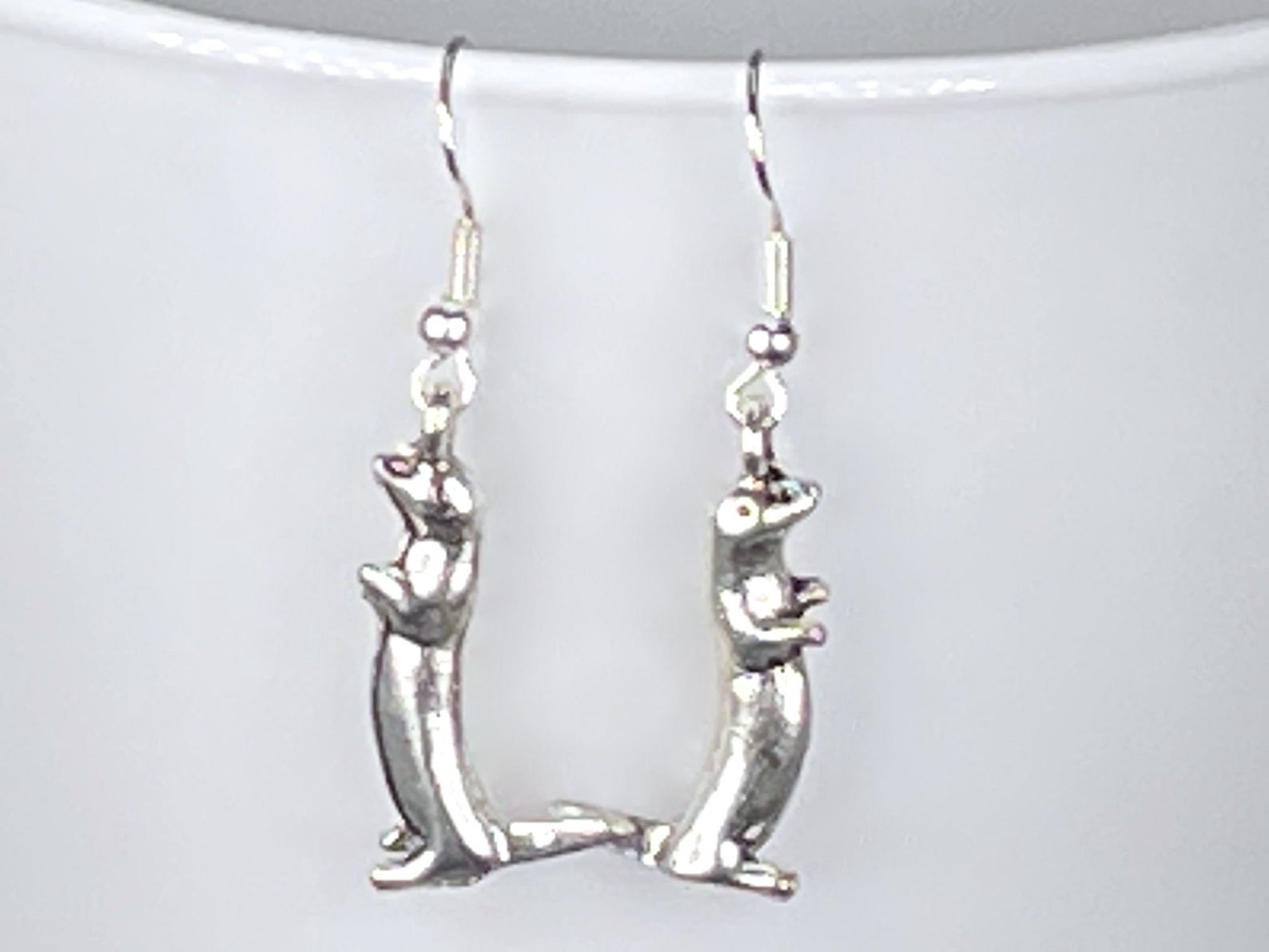 SILVER OTTER EARRINGS Kawaii Silver Plated Charm Earrings Gift for Her ...