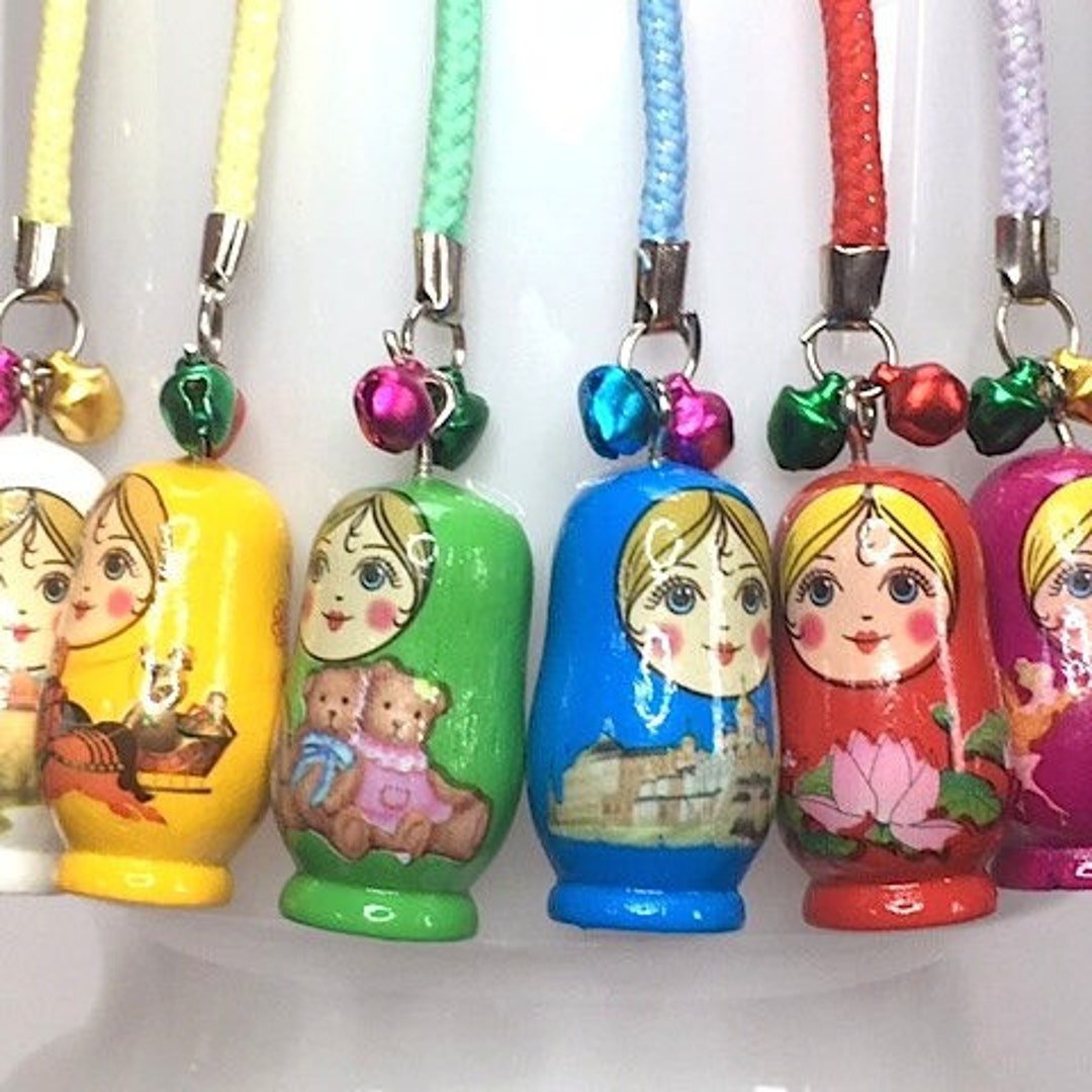 BAG CHARM Russian Doll Babushka Matryoshka Handbag Keychain Wooden ...