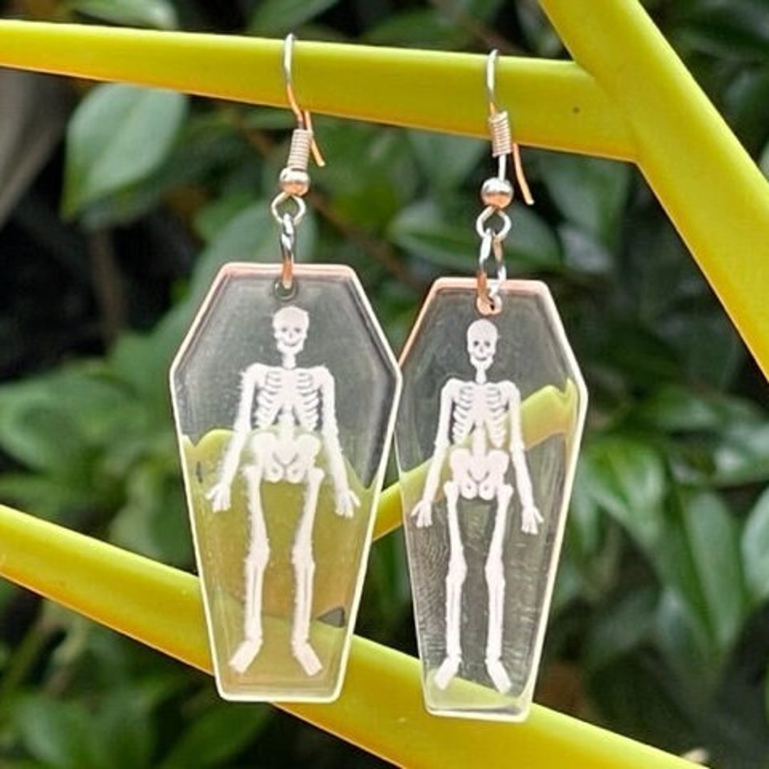 RESIN SKELETON EARRINGS Horror Gothic Goth Punk Halloween - Etsy