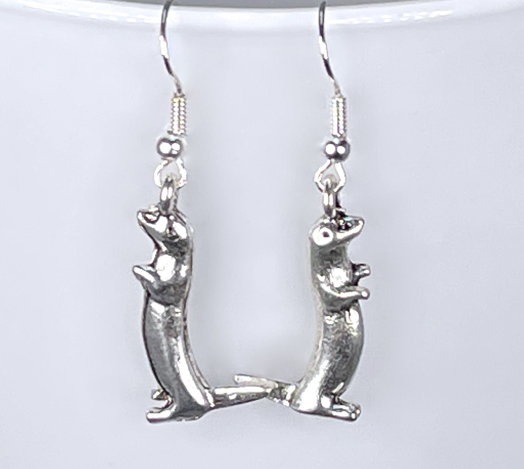 SILVER OTTER EARRINGS Kawaii Silver Plated Charm Earrings Gift for Her ...