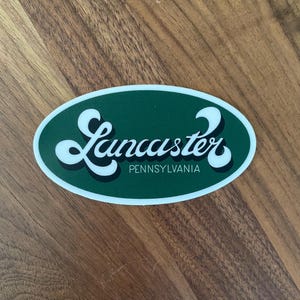 Lancaster, PA 4” Oval - Green, Die-cut Vinyl Sticker, Lancaster City ...