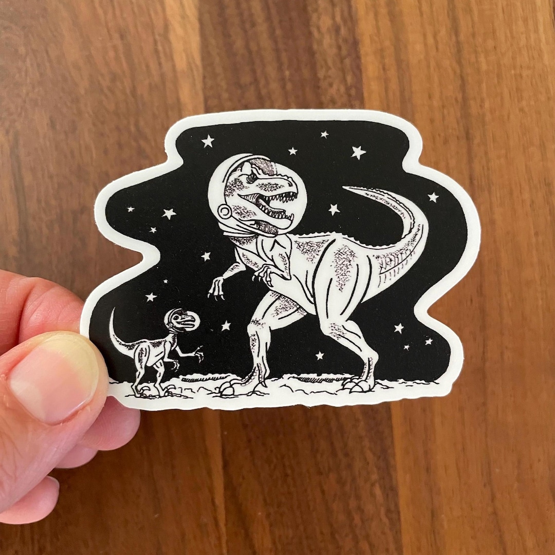 Space Dino’s - 3" Die Cut Vinyl Sticker, Astronaut Dinosaurs, T-rex and ...