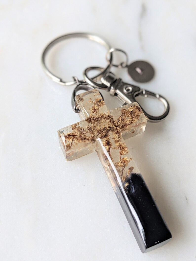 Cross Custom Initial Keychain Unique Religious Gifts Baptism - Etsy