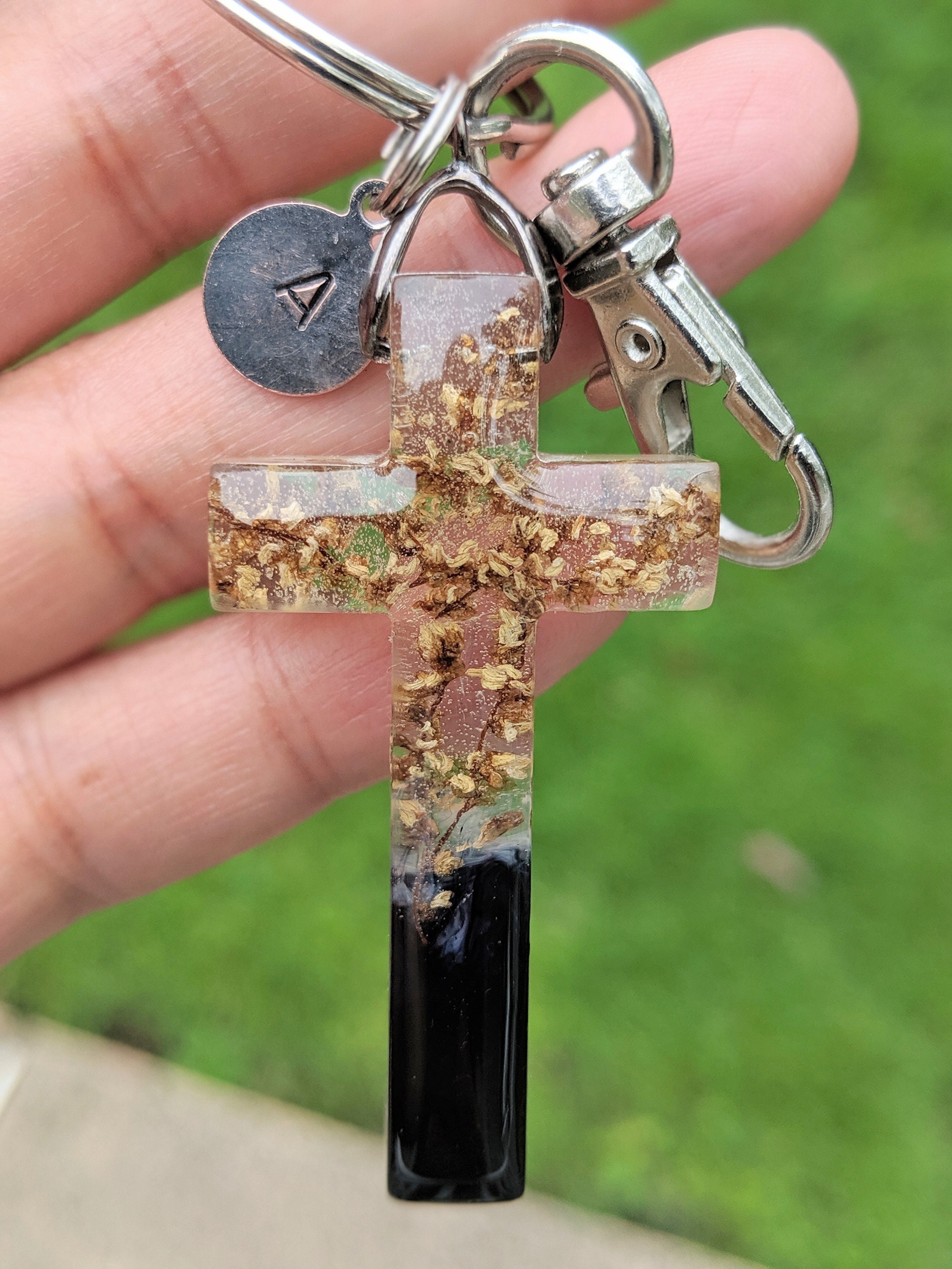 Cross Custom Initial Keychain Unique Religious Gifts Baptism | Etsy