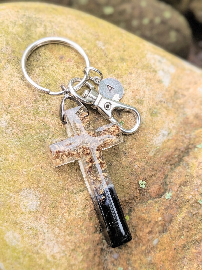 Cross Custom Initial Keychain Unique Religious Gifts Baptism - Etsy