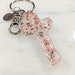Pink Flower Resin Cross Custom Initial Keychain Personalized - Etsy