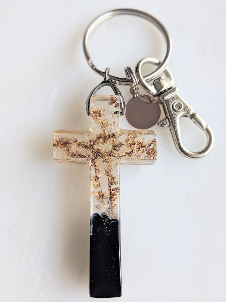 Cross Custom Initial Keychain Unique Religious Gifts Baptism - Etsy