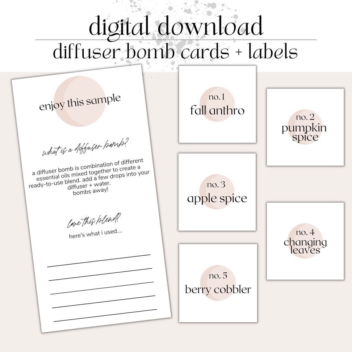 Diffuser Bomb Sample Labels Cards for Young Living Reps / Fall Diffuser ...