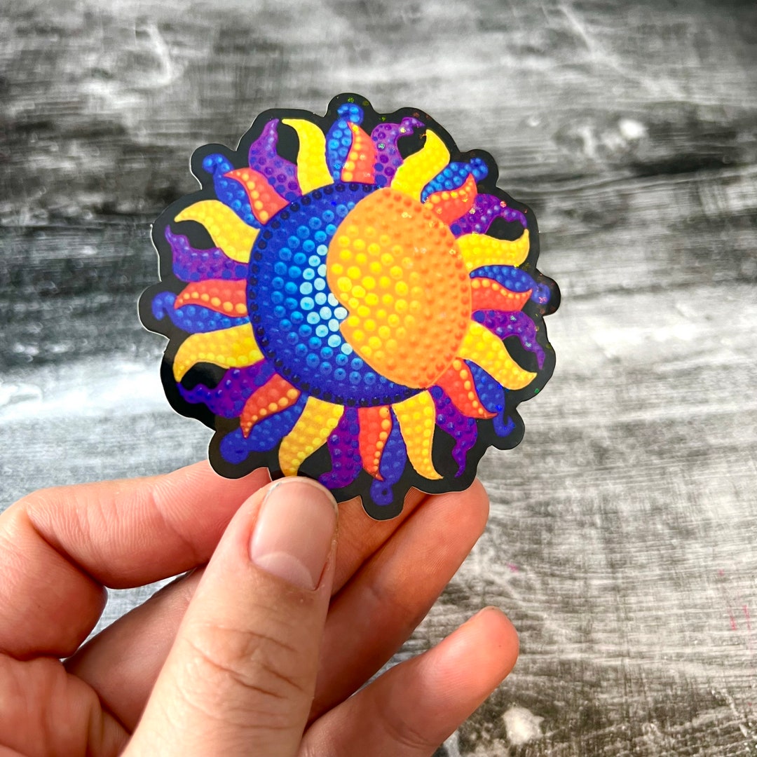 Glitter Sticker Sun and Moon Dot Art Weatherproof - Etsy