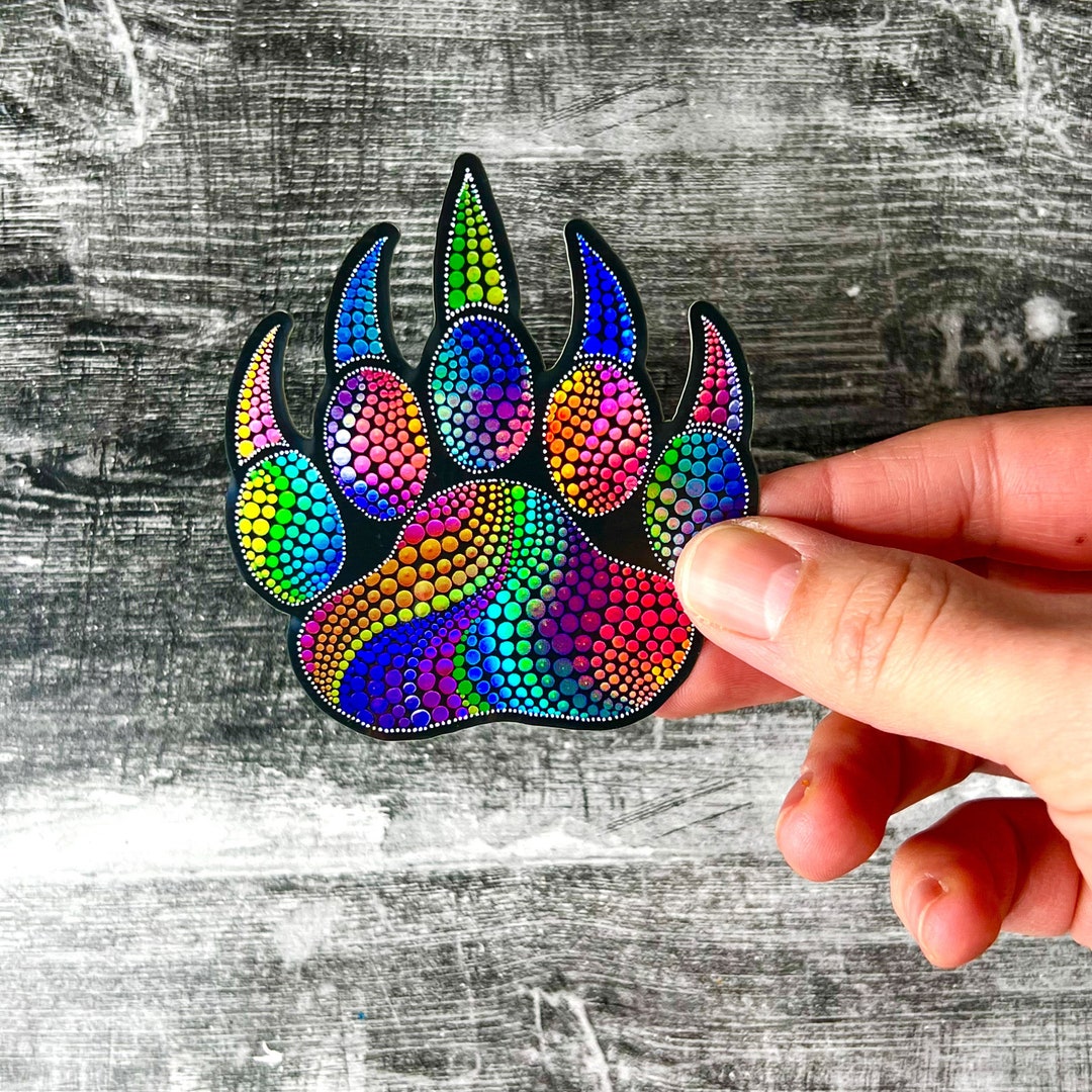 Holographic Sticker Bear Paw Weatherproof - Etsy