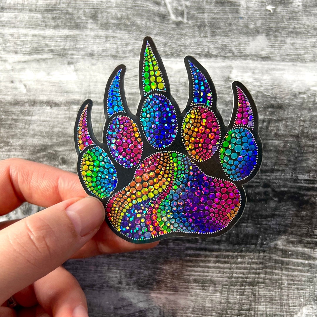 Glitter Sticker Bear Paw Weatherproof - Etsy