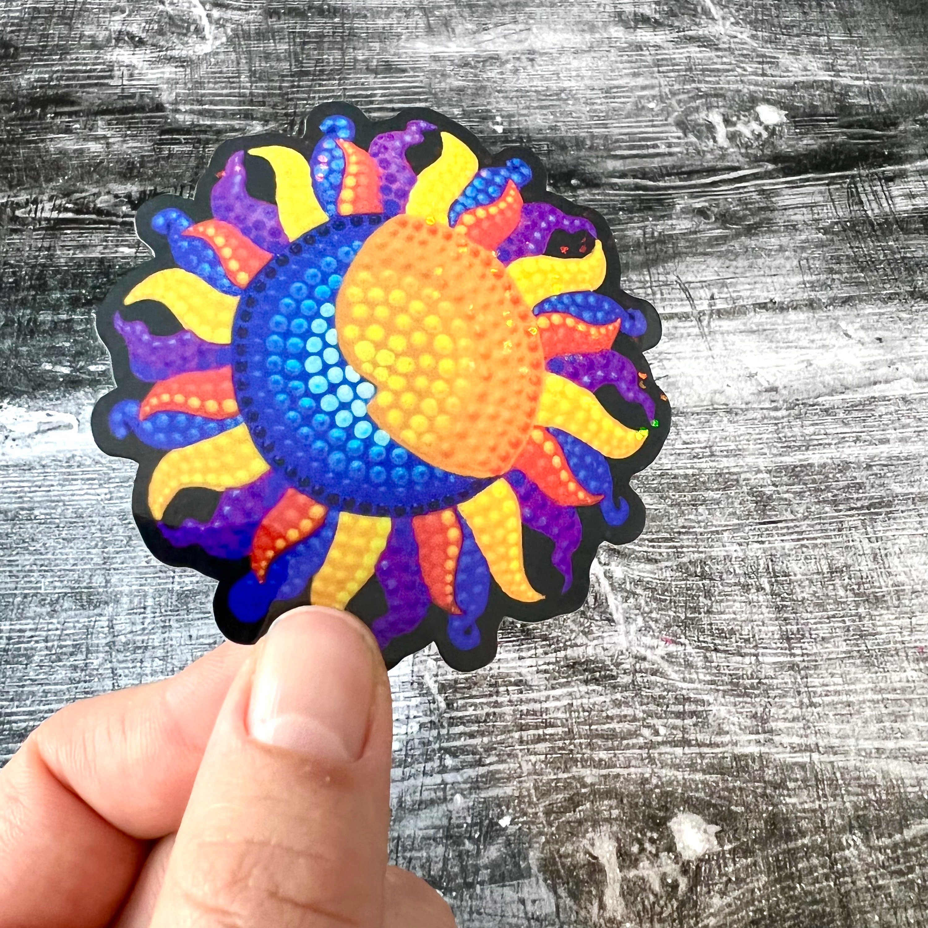 Glitter Sticker Sun and Moon Dot Art Weatherproof - Etsy