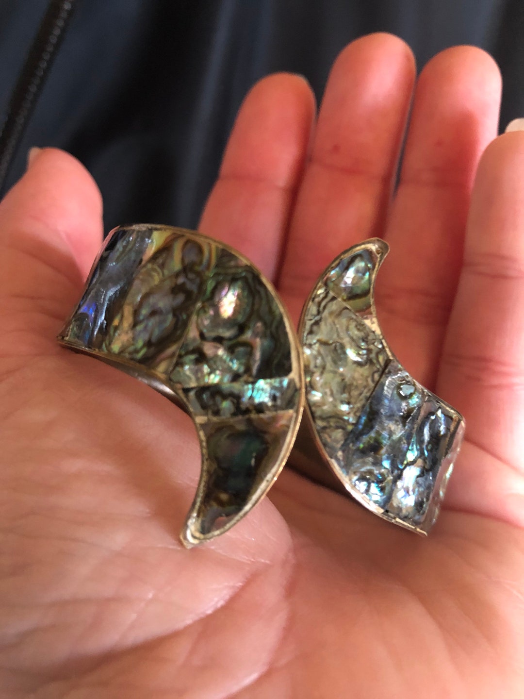 Vintage Native American Sterling Silver & Inlaid Abalone Shell Cuff ...