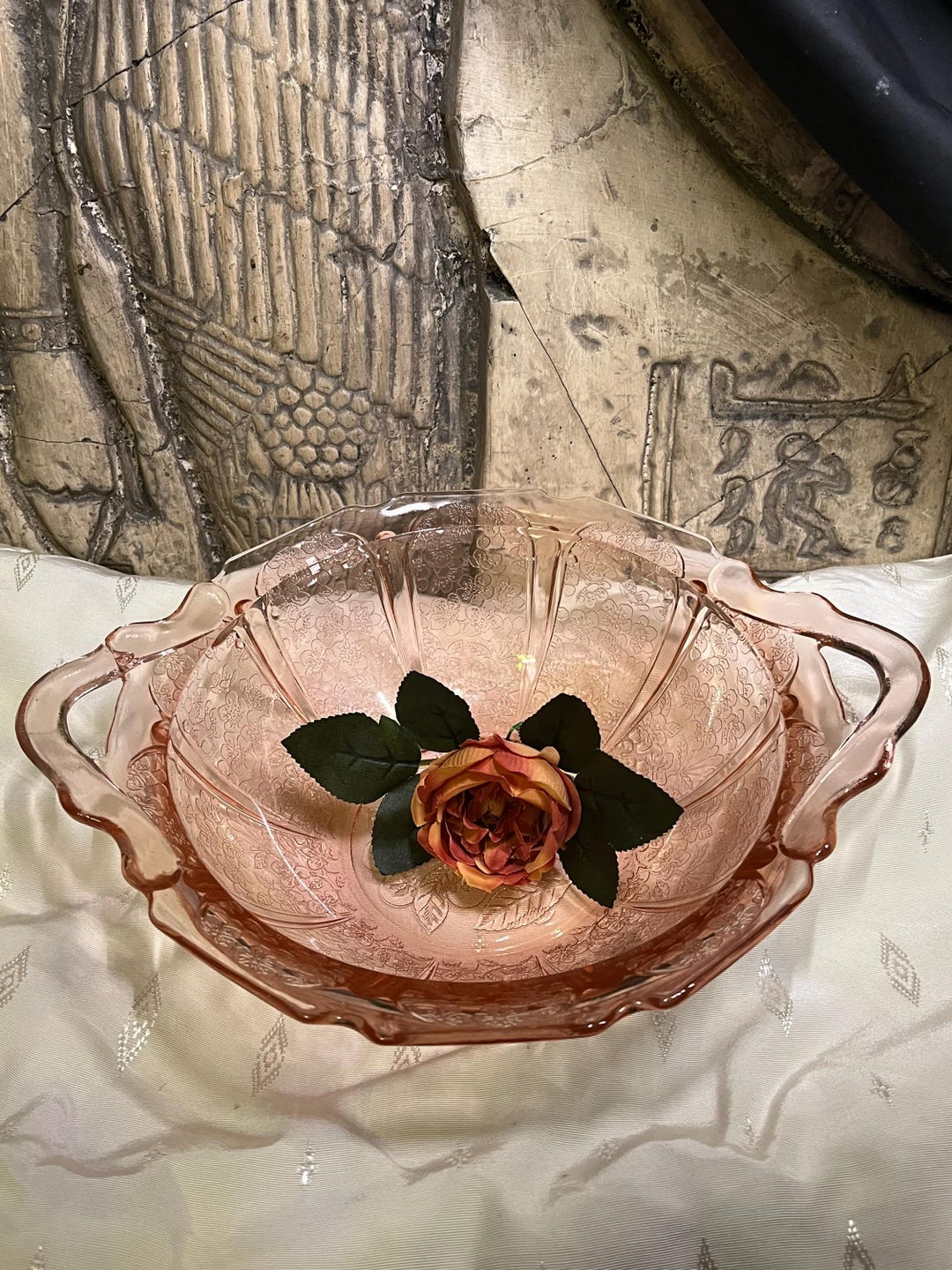 Vintage JEANETTE Depression Glass Dish Bowl Pink “mayfair” W Embossed ...