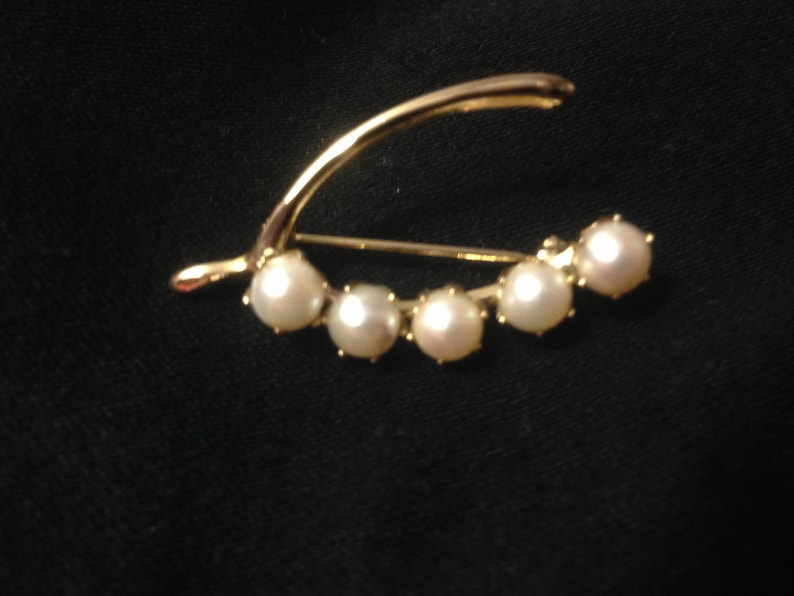 Good Luck' Vintage Wish Bone ,gold Plated Genuine Pearl Brooch Pin - Etsy