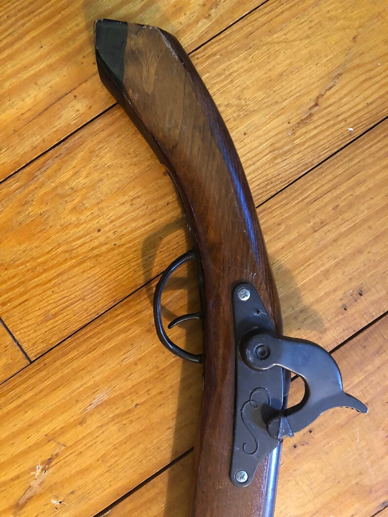 SALE Vintage Black Powder Flintlock Toy Cap Gun With Wooden Stockpistol ...