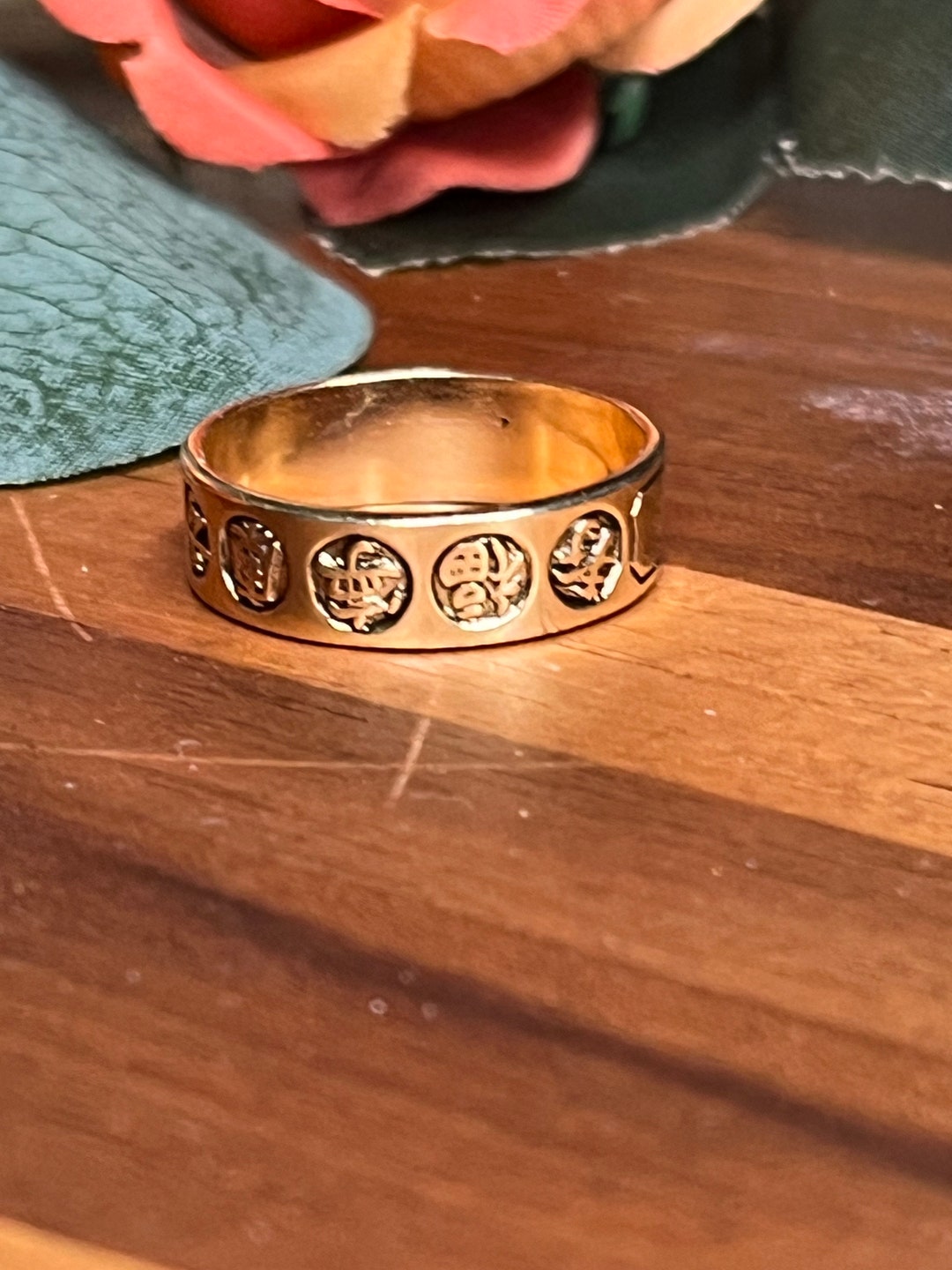 Sz 8 Vintage UNCAS Signed 14K Yellow Gold Electroplated HGE Unisex Band ...