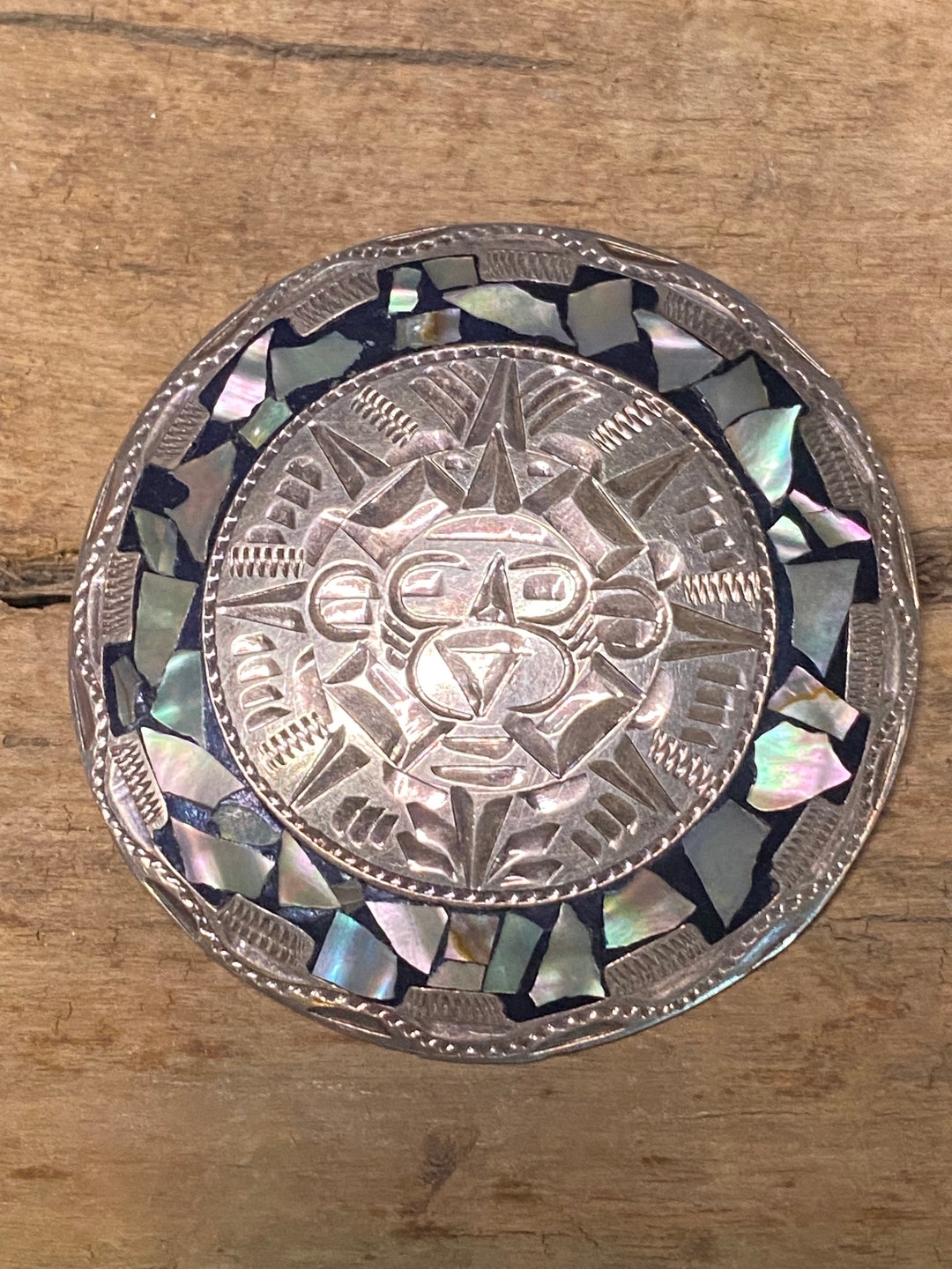 Vintage Sterling Silver 925 MOP Mother of Pearl & Abalone Shell Inlaid ...