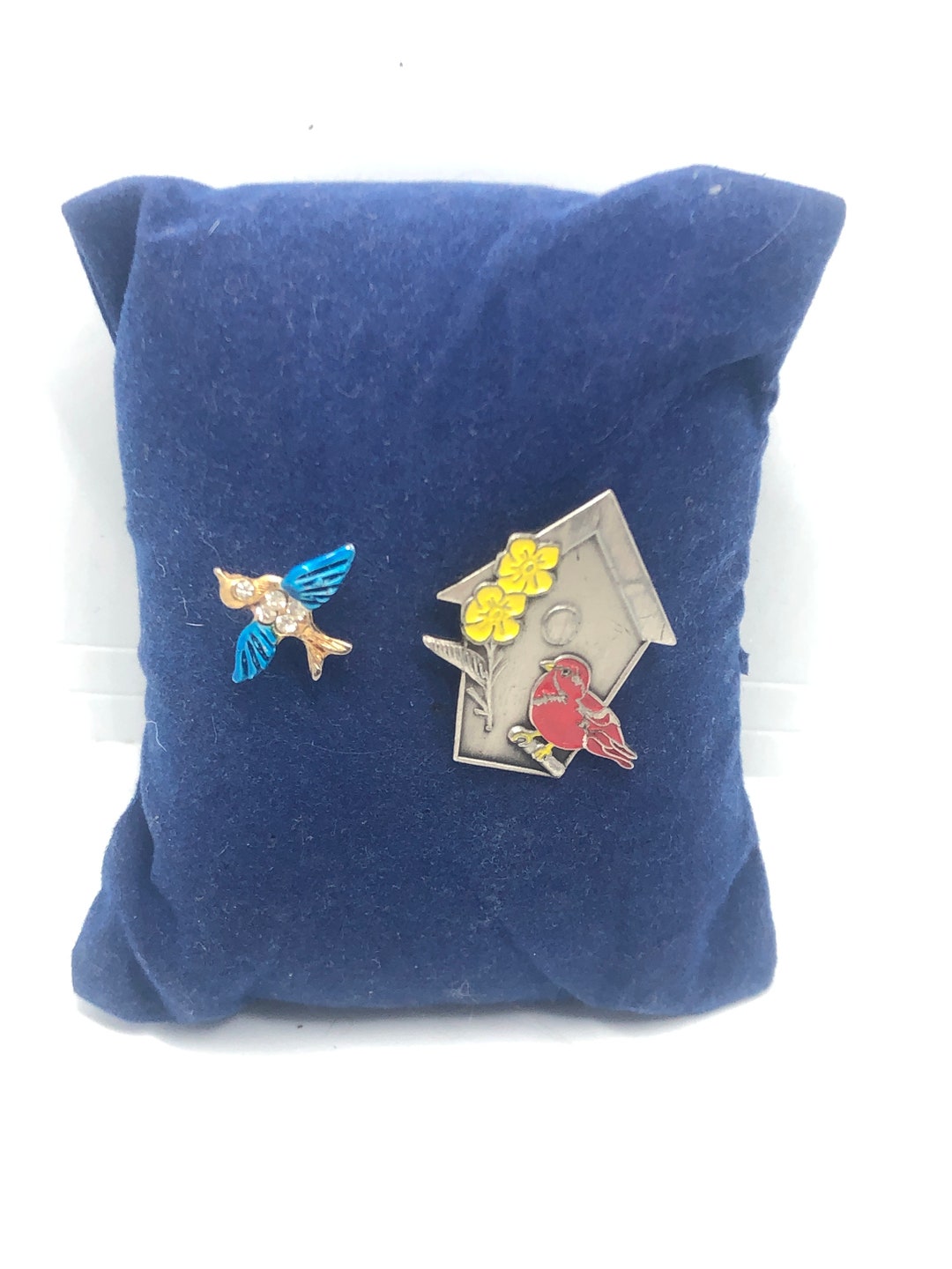 Lot of 2 Vintage ‘good Luck’ Bird Pins; Pewter W Lucky Cardinal & Brass ...