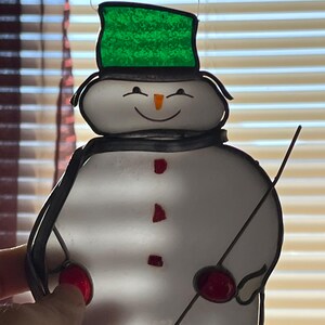 Vintage Stained Glass Snowman Sun Catcher - Christmas Decor - Etsy
