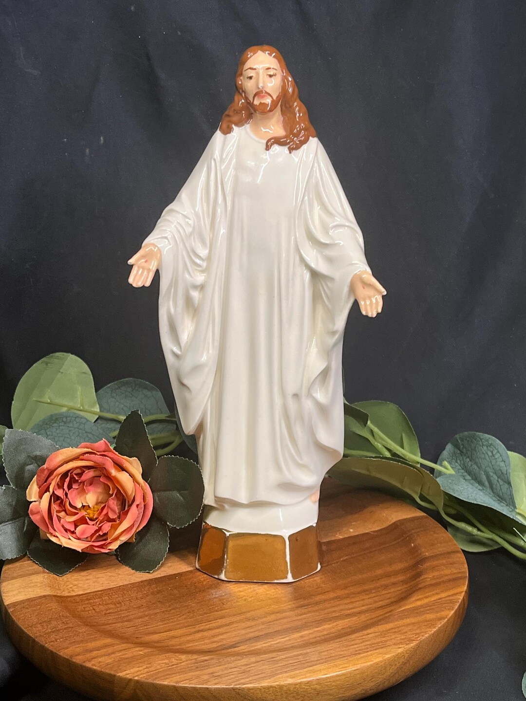 Vintage Ceramic Jesus Christ in White Statue Figure Decoration Signed ...