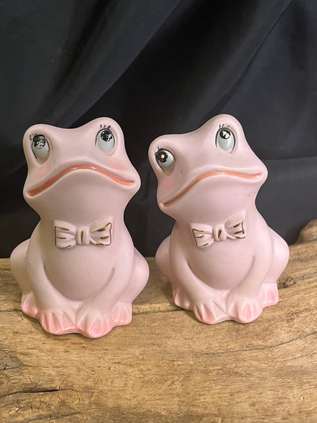 Set of 2 Vintage Pink Ceramic Frogs Figurines Statues /retro Kisch ...