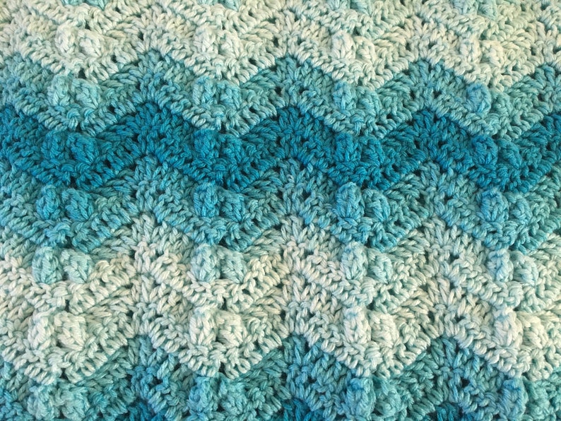 Shades of Teal Popcorn Ripple Afghan With Tassels - Etsy