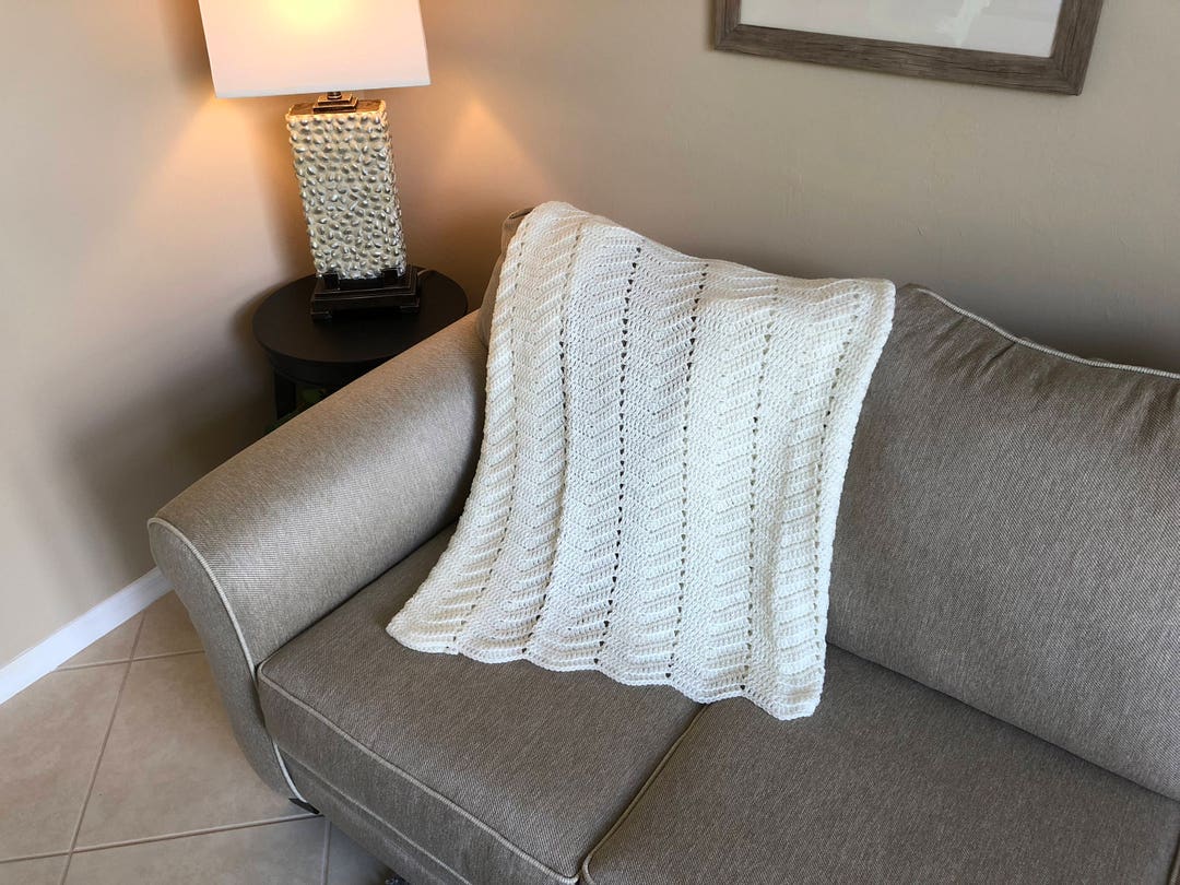 Soft White Ripple Pattern Afghan - Etsy