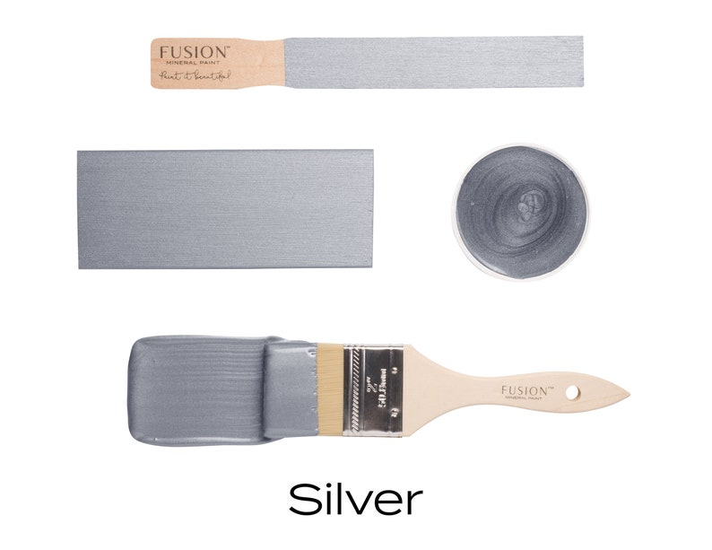 METALLIC SILVER - Fusion Mineral Paint - 250 Ml (1/2 Pint) - Fast ...