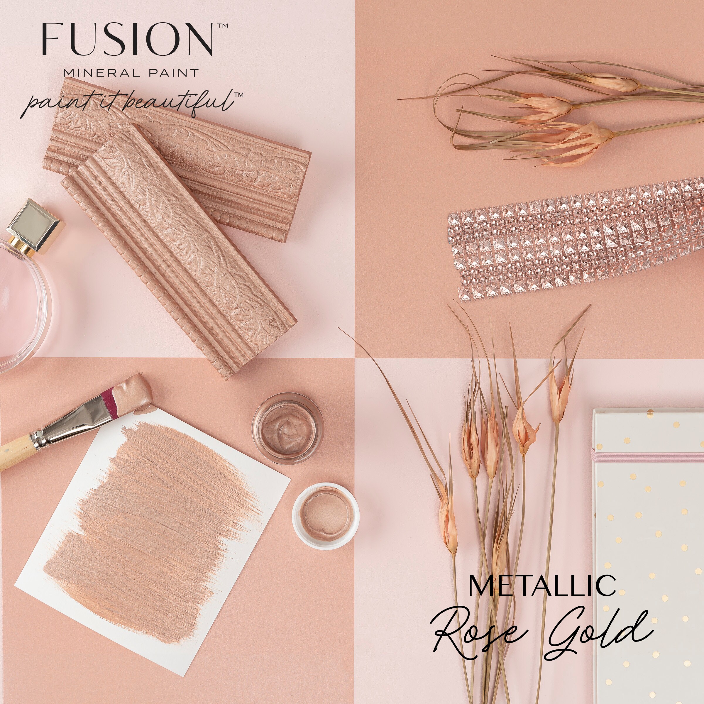 METALLIC ROSE GOLD - Fusion Mineral Paint - 250 Ml (1/2 Pint) - Fast ...