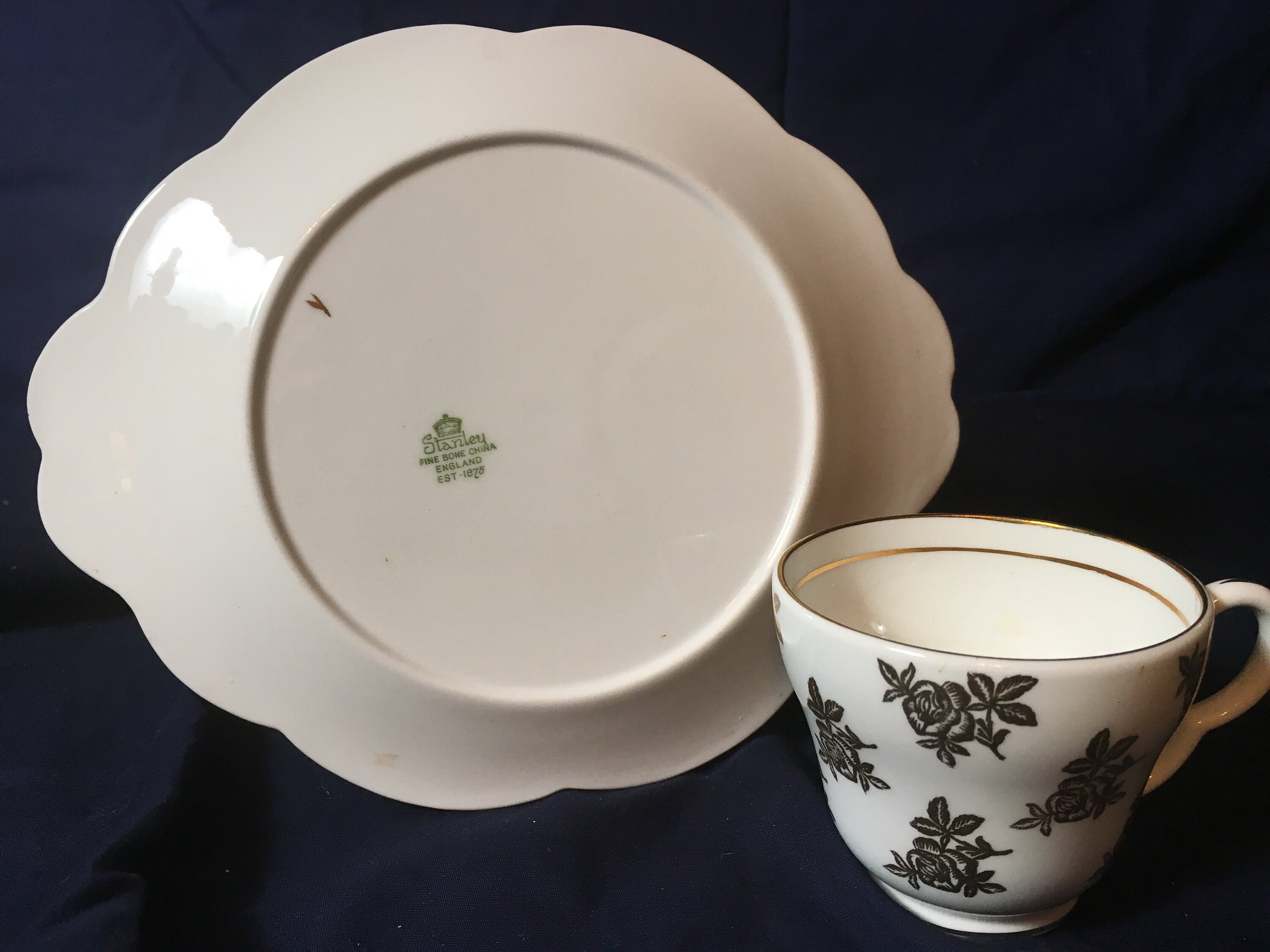 Stanley Bone China Vintage Gold Rose Pattern Teacup With Serving Plate ...