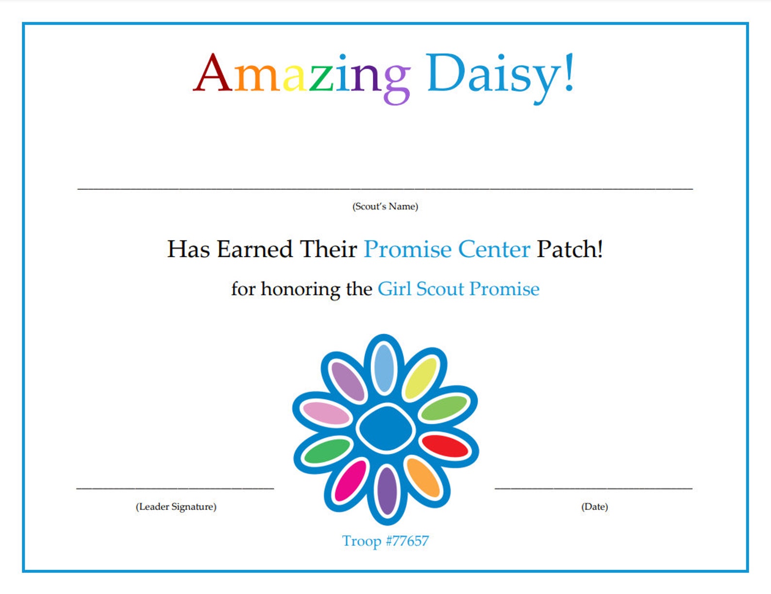 Girl Scout Daisy Petal Award Certificates Downloadable PDF - Etsy